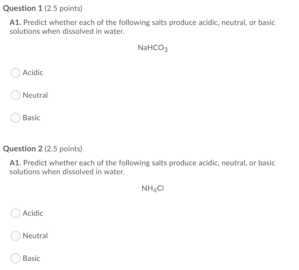 Solved Question 1 (2.5 points) A1. Predict whether each of | Chegg.com