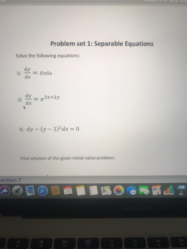 Solved Problem Set 1 Separable Equations Solve The 