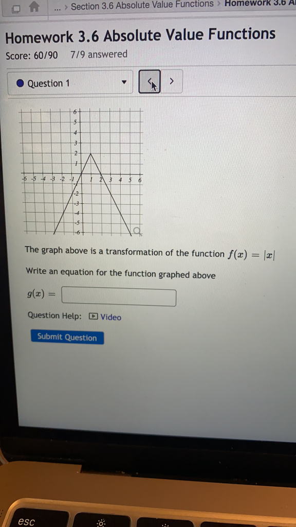 Solved Section 3.6 Absolute Value Functions > Homework 3.b | Chegg.com