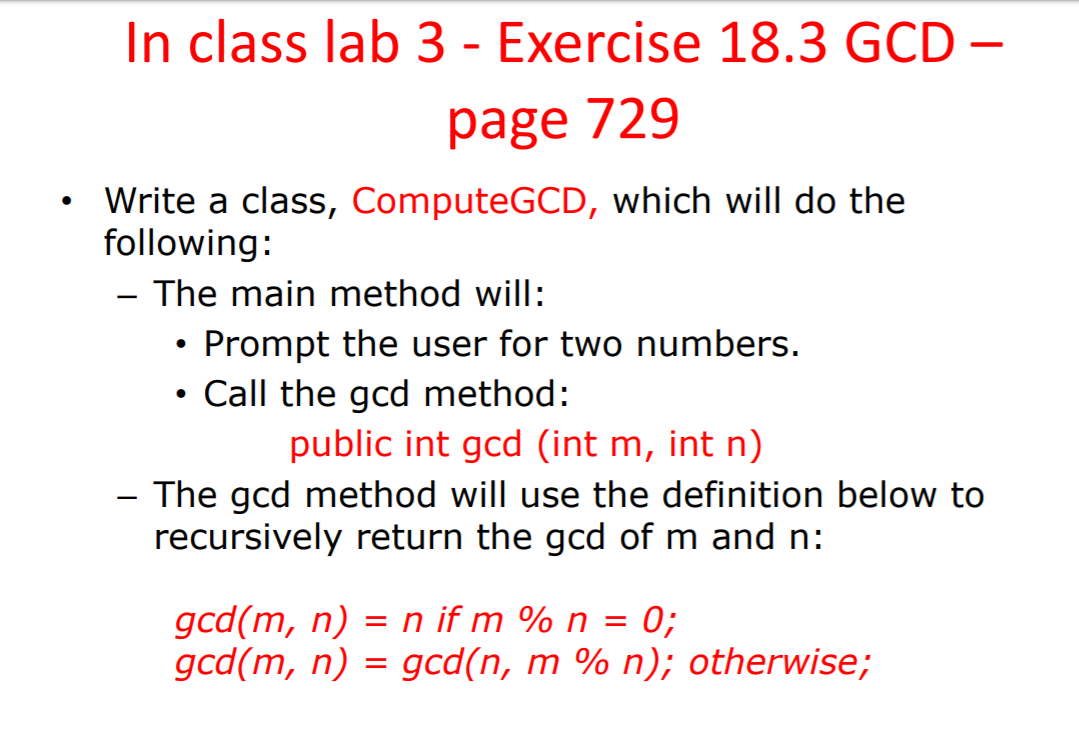 Solved In class lab 3 - Exercise 18.3 GCD – page 729 gcd(2, | Chegg.com Solved In class lab 3 - Exercise 18.3 GCD – page 729 gcd(2, | Chegg.com