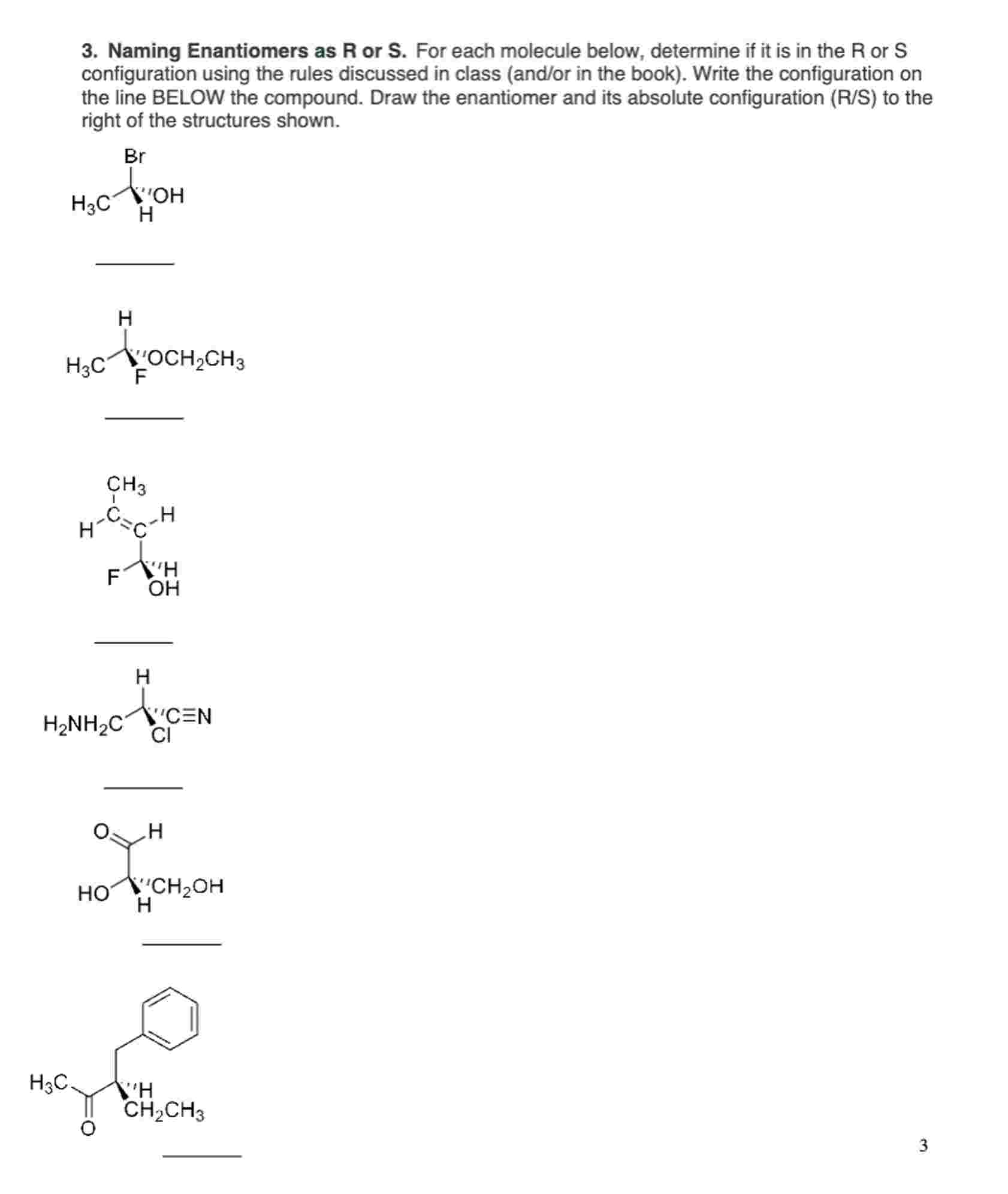 Solved by an EXPERT Naming Enantiomers as R or S. ﻿For each molecule | Chegg.com