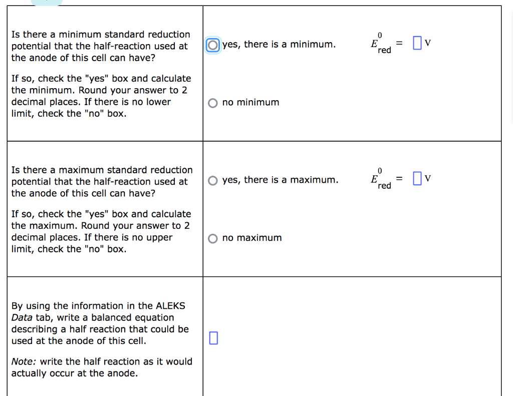 Solved Is there a minimum standard reduction potential that | Chegg.com