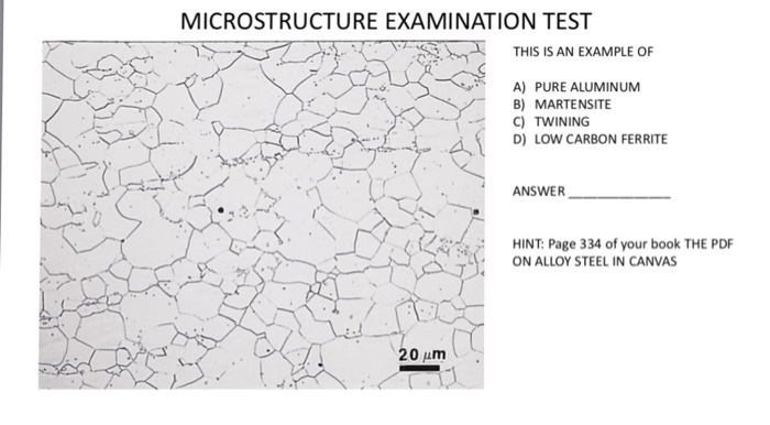 Solved MICROSTRUCTURE EXAMINATION TEST THIS IS AN EXAMPLE OF | Chegg.com
