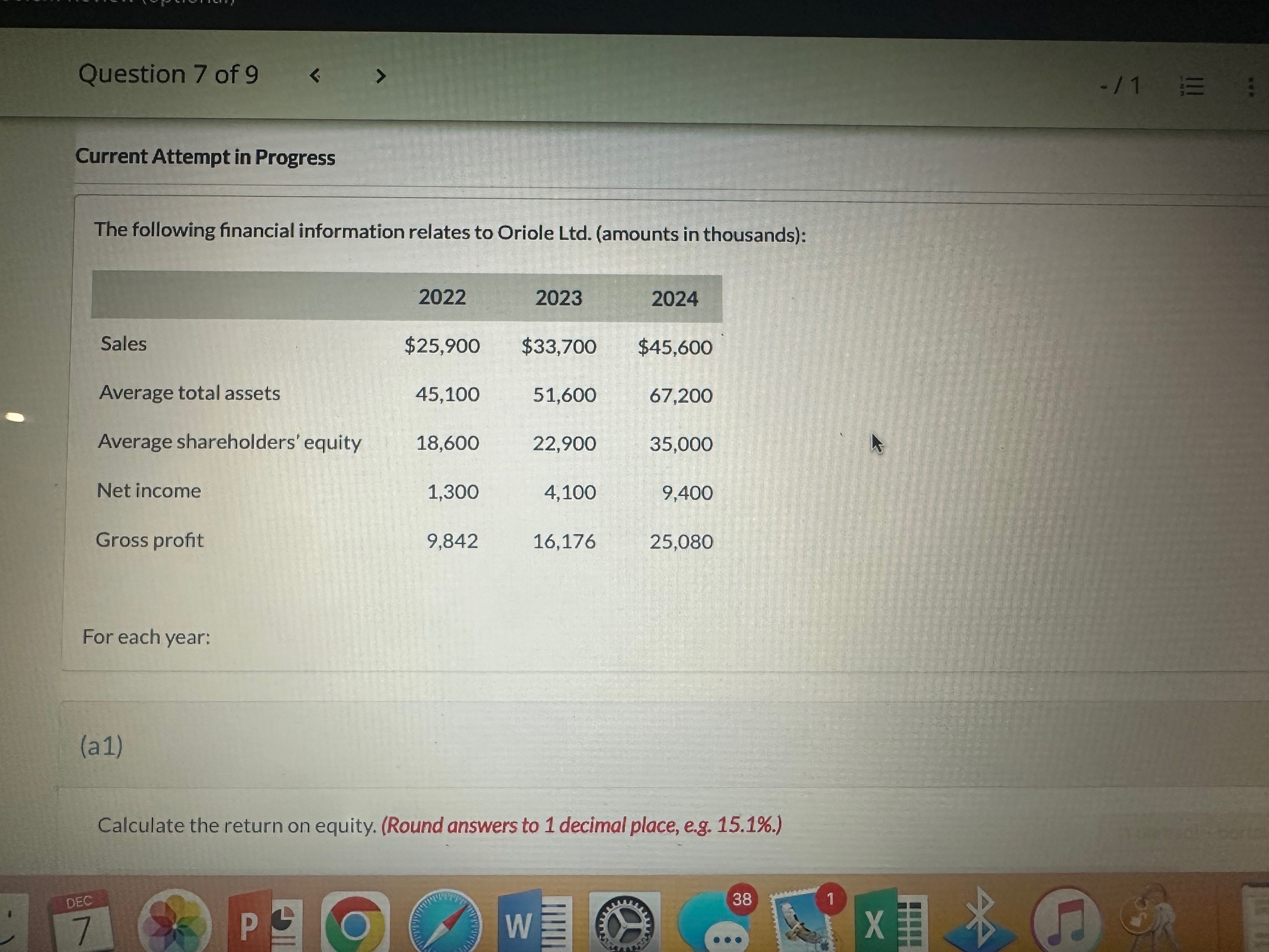 Solved Calculate the return on equity. (Round answers to 1 | Chegg.com