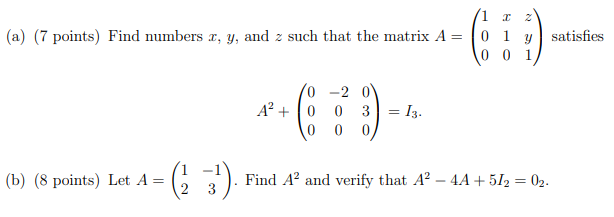 Solved C (a) (7 points) Find numbers x, y, and 2 such that | Chegg.com