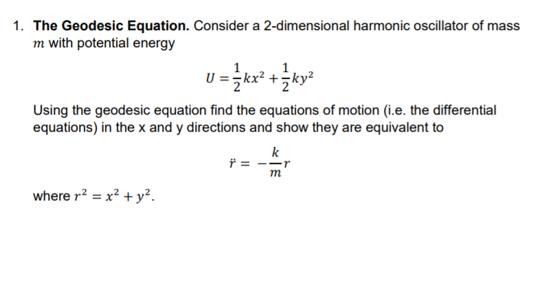Solved 1. The Geodesic Equation. Consider a 2-dimensional | Chegg.com