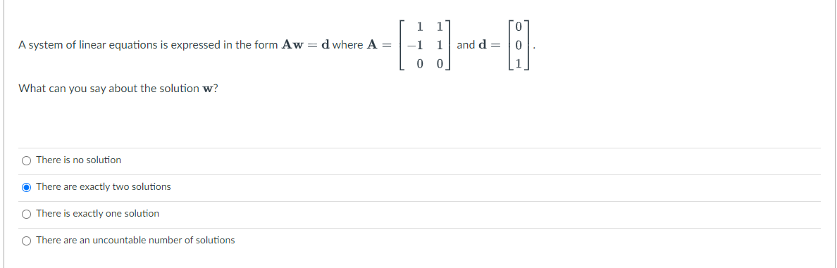 Solved A system of linear equations is expressed in the form | Chegg.com