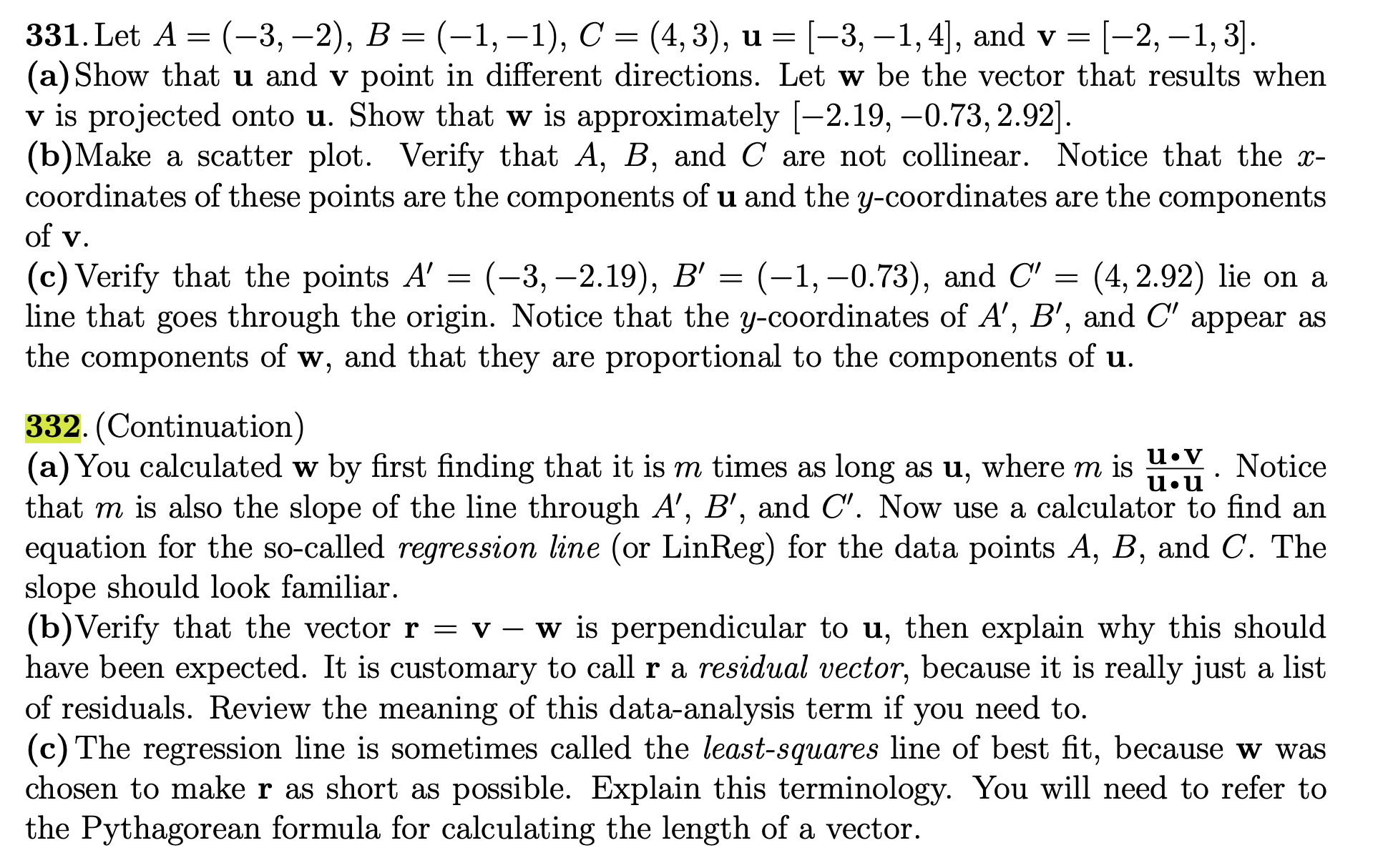 Solved 331. Let A=(−3,−2),B=(−1,−1),C=(4,3),u=[−3,−1,4], and | Chegg.com