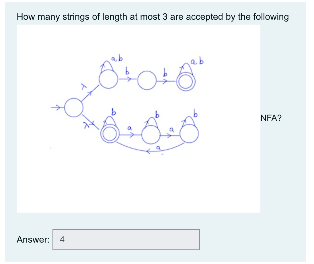 Solved How many strings of length at most 3 are accepted by | Chegg.com