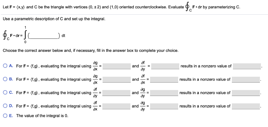 Solved Let F-(x.y) and C be the triangle with vertices (0, | Chegg.com