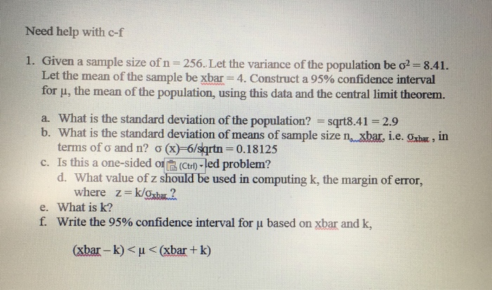 Solved Given a sample size of n = 256. Let the variance of | Chegg.com