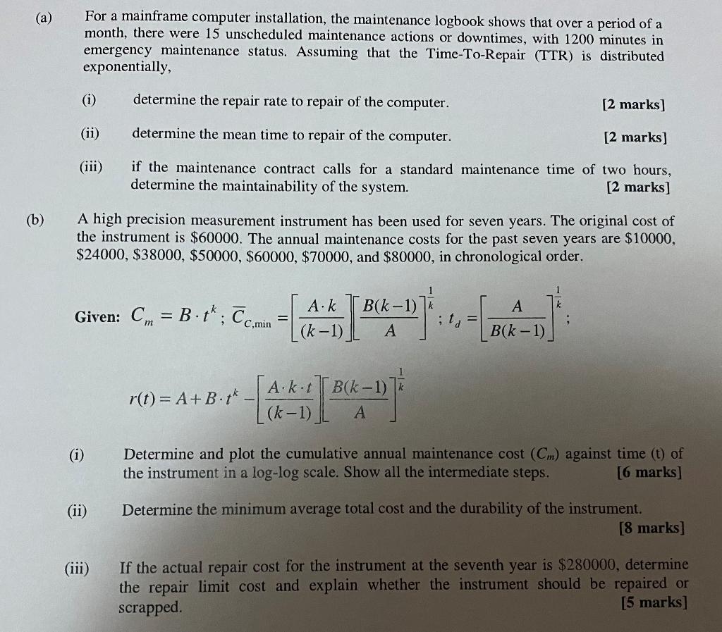 (a) For a mainframe computer installation, the | Chegg.com