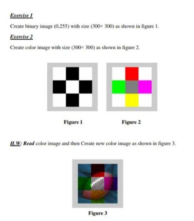 Exercise 1 Create binary image (0.255) with size | Chegg.com