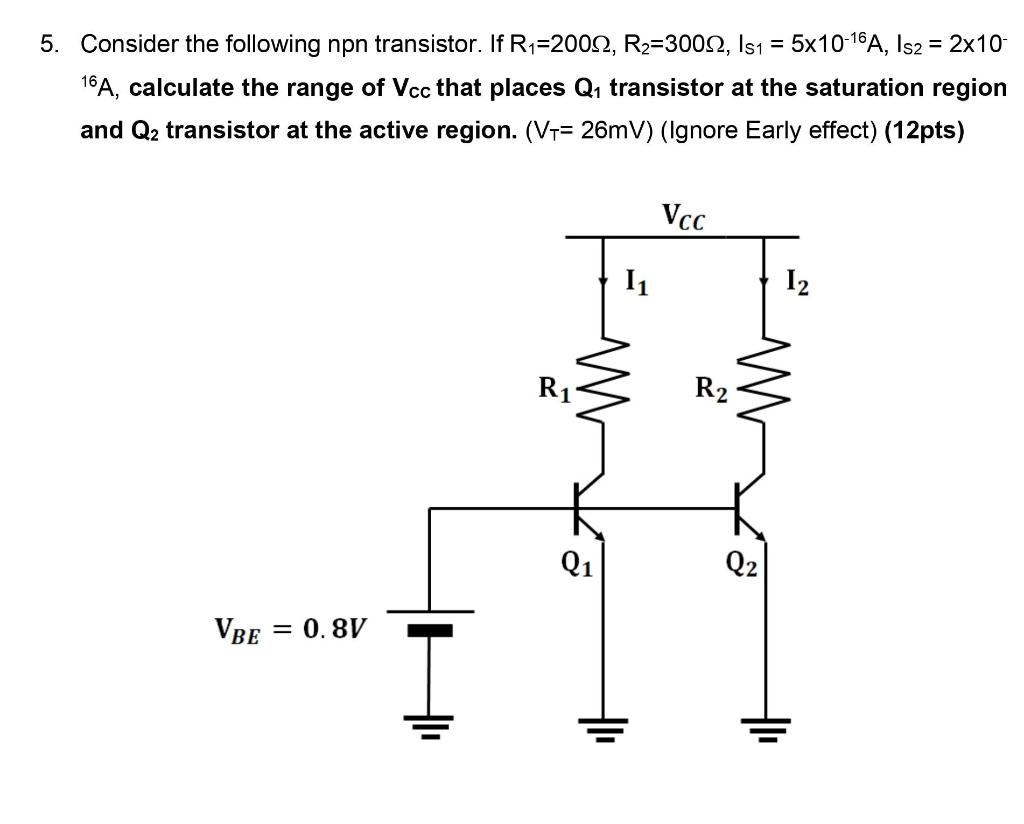 Solved 5. Consider the following npn transistor. If | Chegg.com