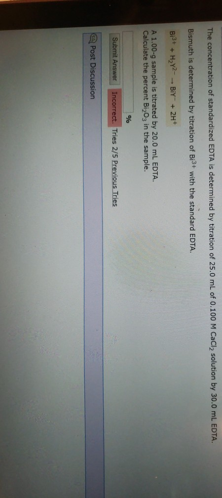 Solved The concentration of standardized EDTA is determined | Chegg.com