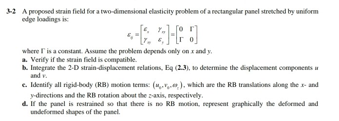 Solved 3-2 A proposed strain field for a two-dimensional | Chegg.com
