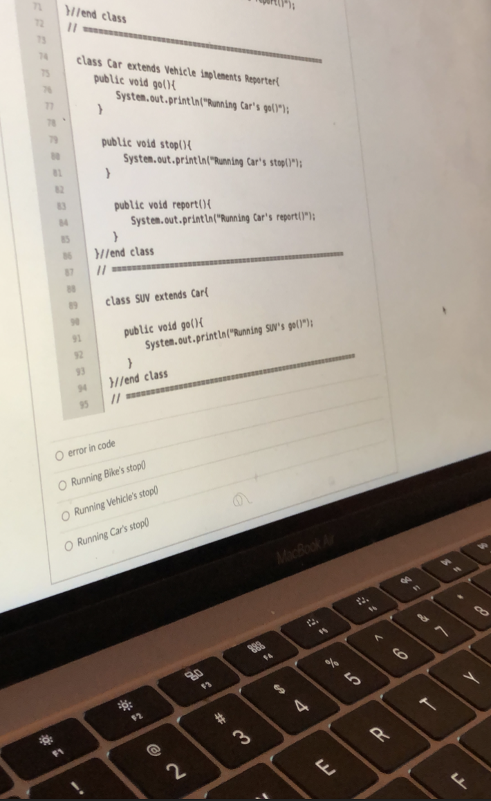 Solved public static void processStop Vehicle vil V.stop(); | Chegg.com