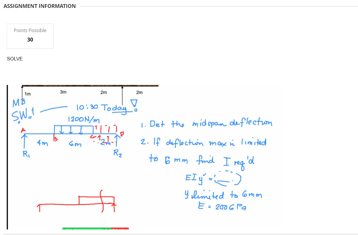 Solved ASSIGNMENT INFORMATION Points Possible 30 SOLVE 1m 3m | Chegg.com