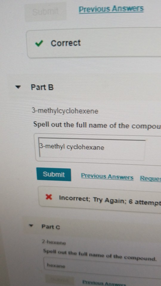 Solved Previous Answers Correct Part B. | Chegg.com