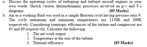 Solved a. Discuss the operating cycles of turboprop and | Chegg.com