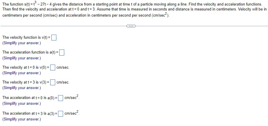 Solved The function s(t)=t3−27t−4 gives the distance from a | Chegg.com
