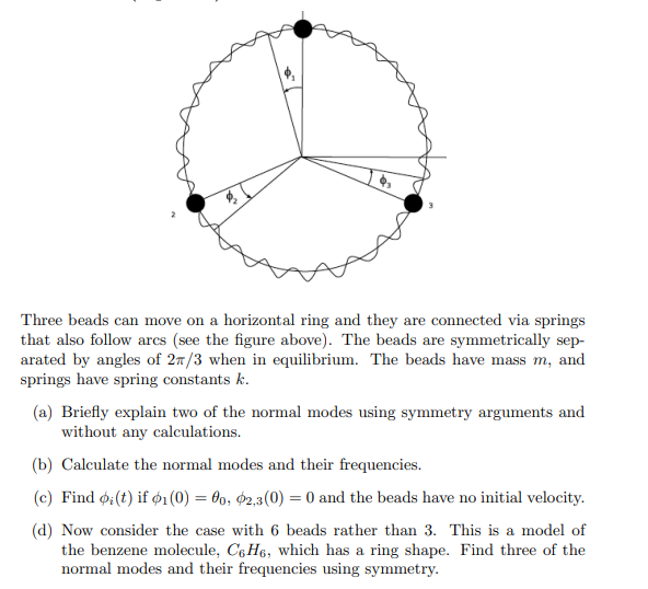Three beads can move on a horizontal ring and they | Chegg.com