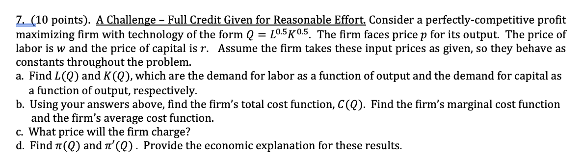 Solved 7 (10 points). A Challenge - Full Credit Given for | Chegg.com