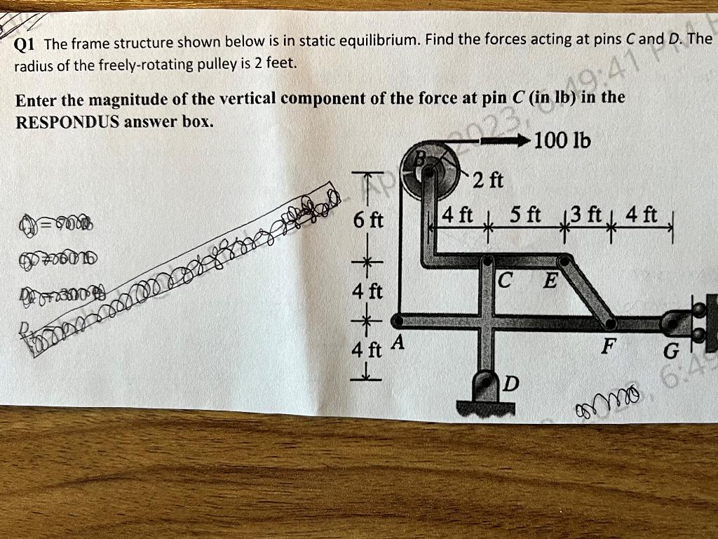 Q1 The frame structure shown below is in static | Chegg.com