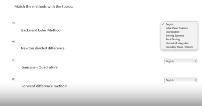 Solved Match the methods with the topics: Backward Euler | Chegg.com