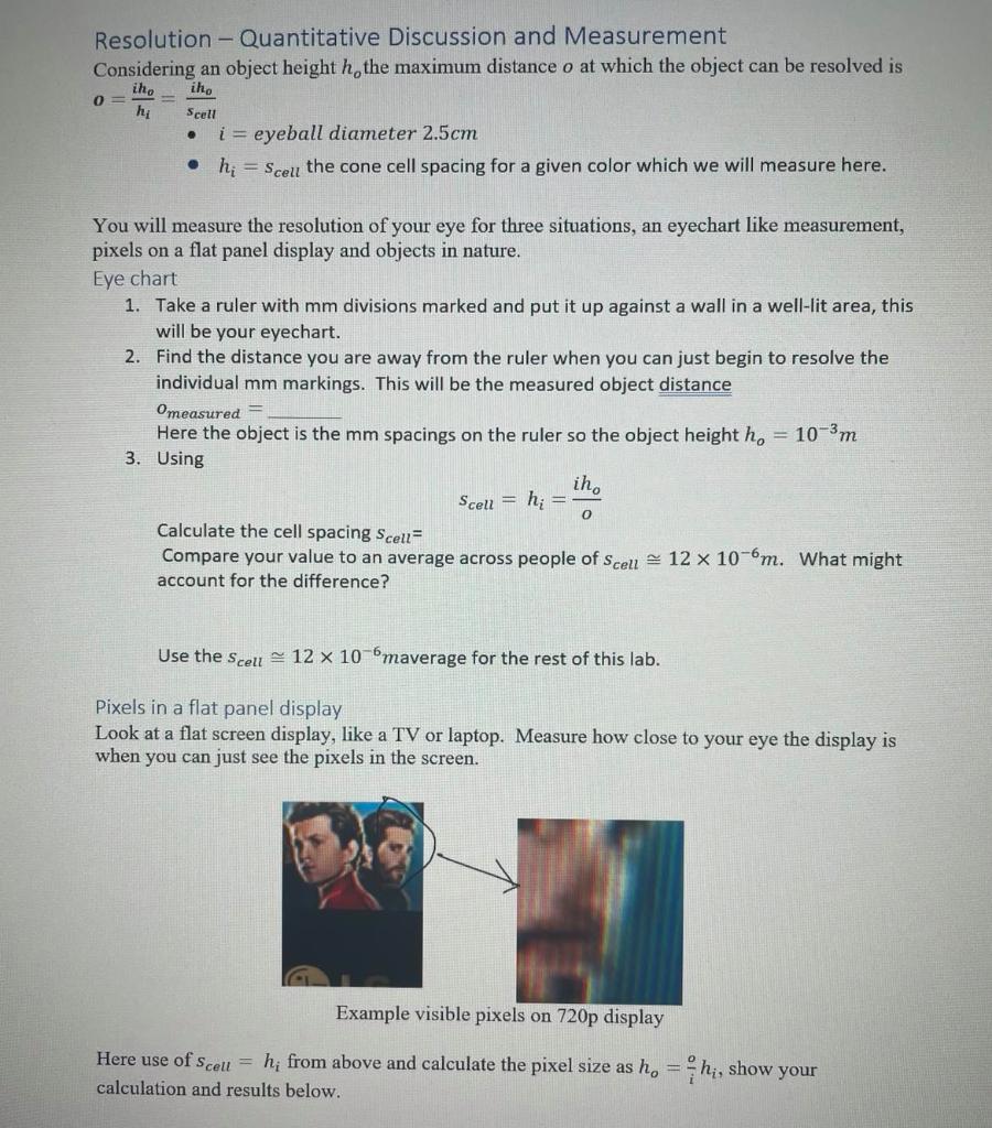 Solved Resolution - Quantitative Discussion and Measurement | Chegg.com