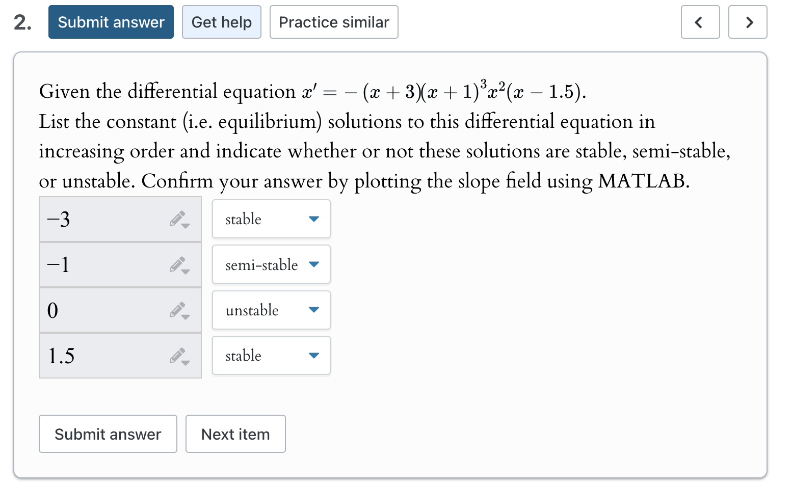 Solved Given the differential equation | Chegg.com
