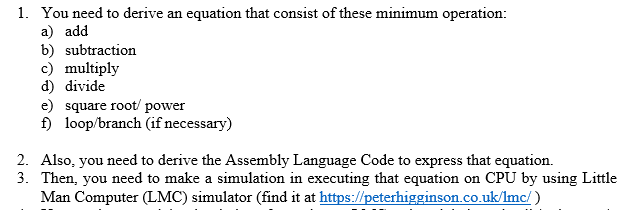 Solved 1. You need to derive an equation that consist of | Chegg.com