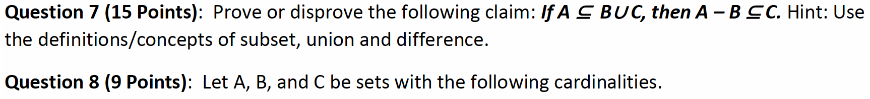 Solved Question 1 (12 Points): Prove or disprove the | Chegg.com