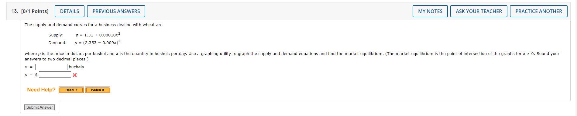 Solved The supply and demand curves for a business dealing | Chegg.com