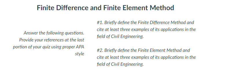 Solved Finite Difference and Finite Element Method #1. | Chegg.com