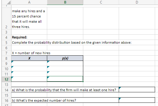 Solved PLEASE SHOW EXCEL FORMULASCELL A2:A corporate firm is | Chegg.com