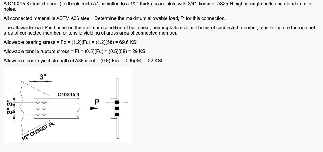 Solved A C10X15.3 steel channel (textbook Table A4) is | Chegg.com