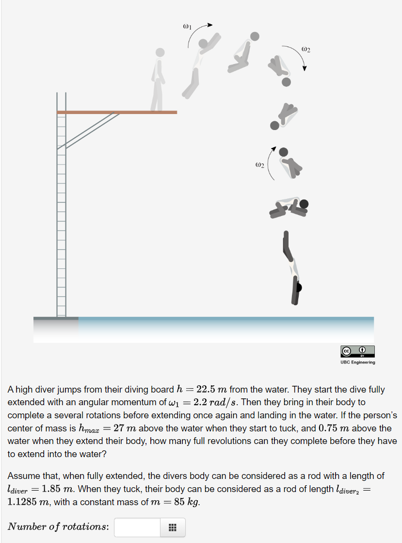 Solved A high diver jumps from their diving board h=22.5 m | Chegg.com