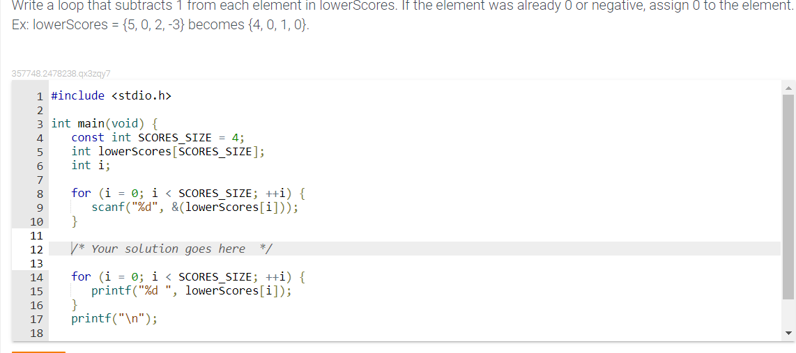 Solved Write a loop that subtracts 1 from each element in | Chegg.com