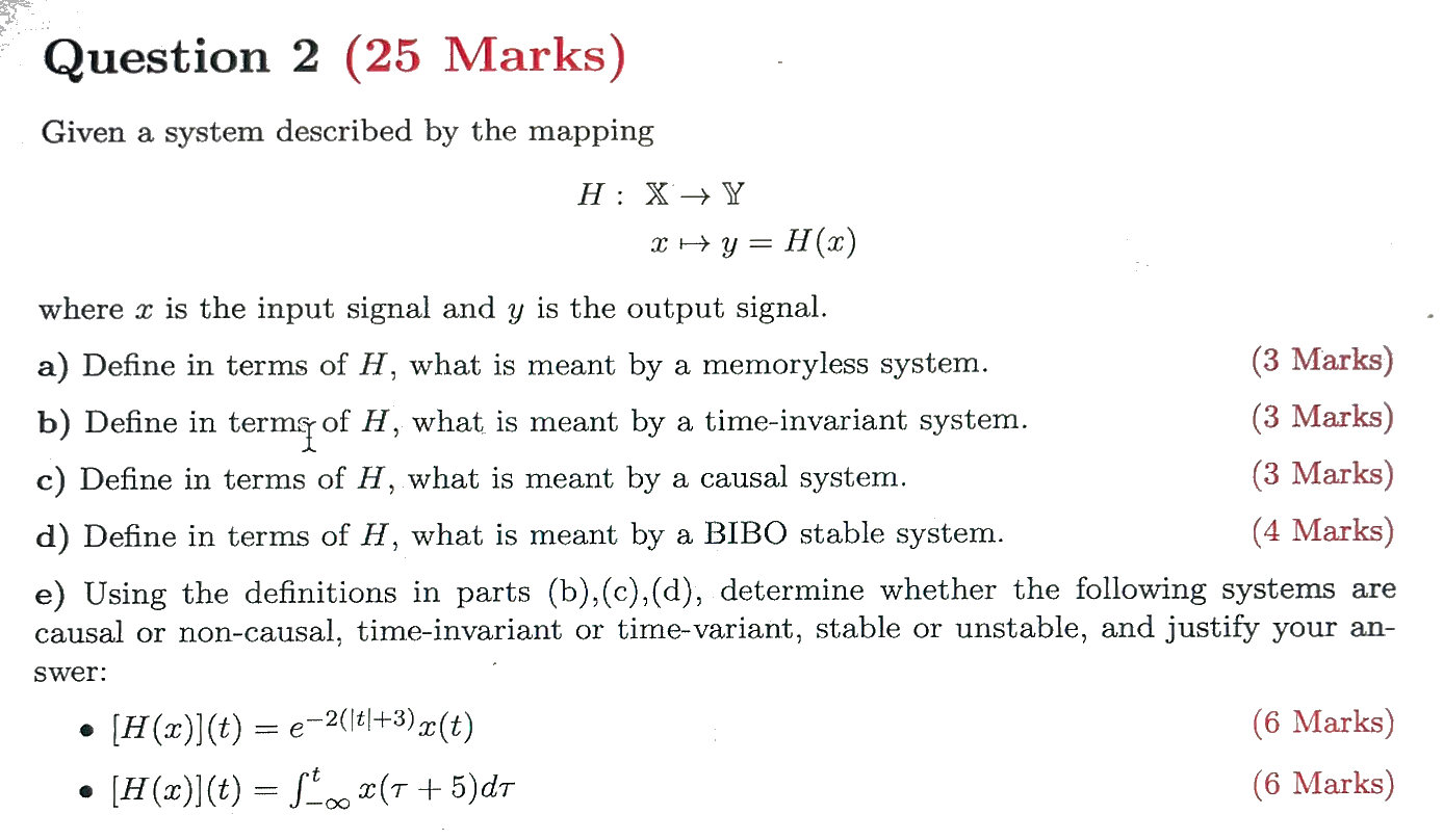 Solved Given a system described by the mapping H:X→Yx↦y=H(x) | Chegg.com