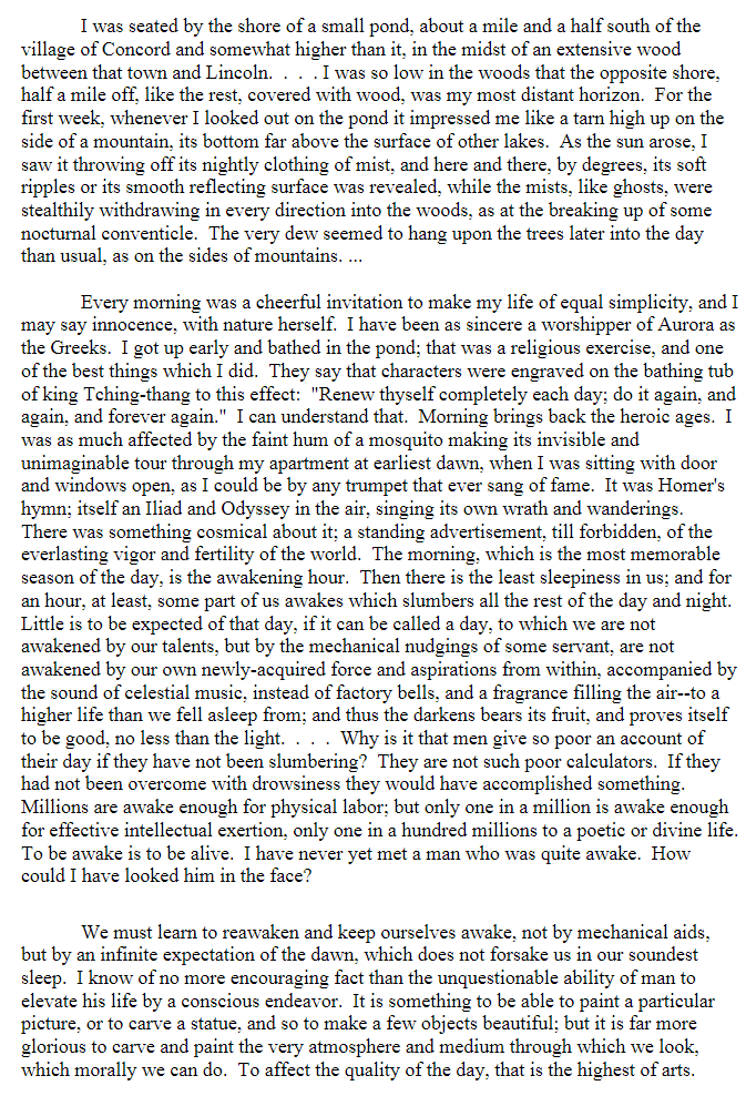 Read the following excerpt from Thoreau's Walden. | Chegg.com