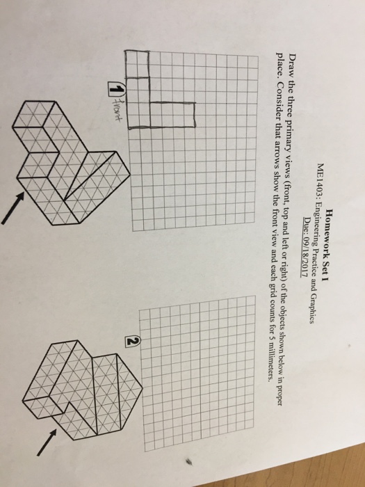 Solved Draw the three primary views (front, top and left or | Chegg.com