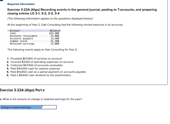 Solved Exercise 3-22A (Algo) Recording events in the general | Chegg.com