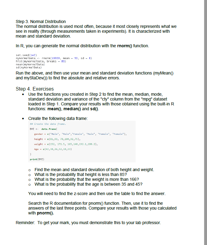 Lab #6 - Statistics and Z-Scores Objectives • The | Chegg.com
