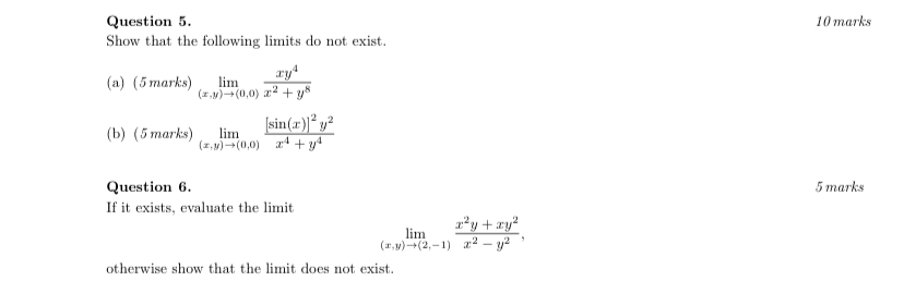 Solved 10 Marks Question 5 Show That The Following Limits