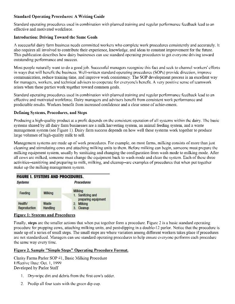 Solved Standard Operating Procedures: A Writing Guide | Chegg.com