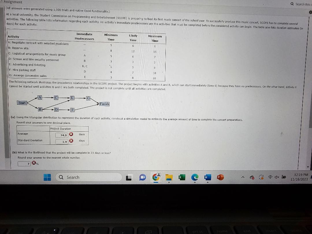 Solved (All answers were generated using 1,000 ﻿trials and | Chegg.com
