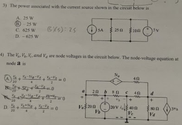 Solved 3) The power associated with the current source shown | Chegg.com