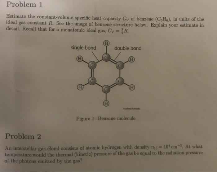 Solved Problem Estimate the constant-volume specific heat | Chegg.com