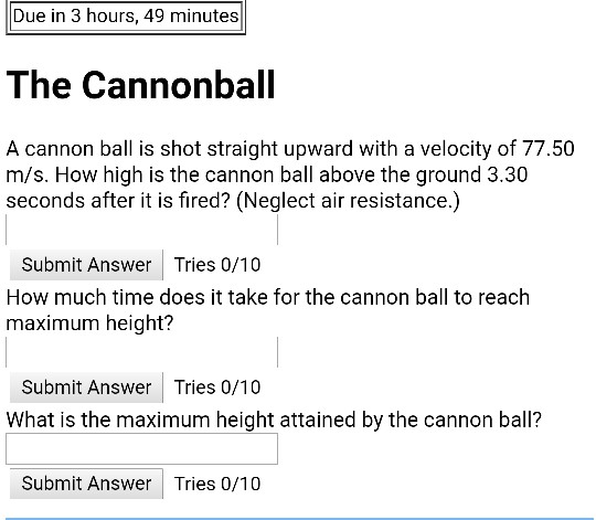 Solved Due in 3 hours, 49 minutes The Cannonball A cannon | Chegg.com